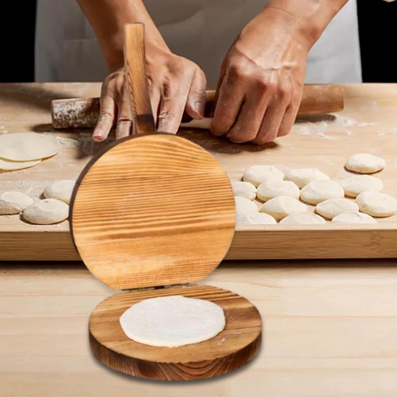 ionze 4.72 Inch Dumpling Tools Round Wooden Tortilla Press Maker ...