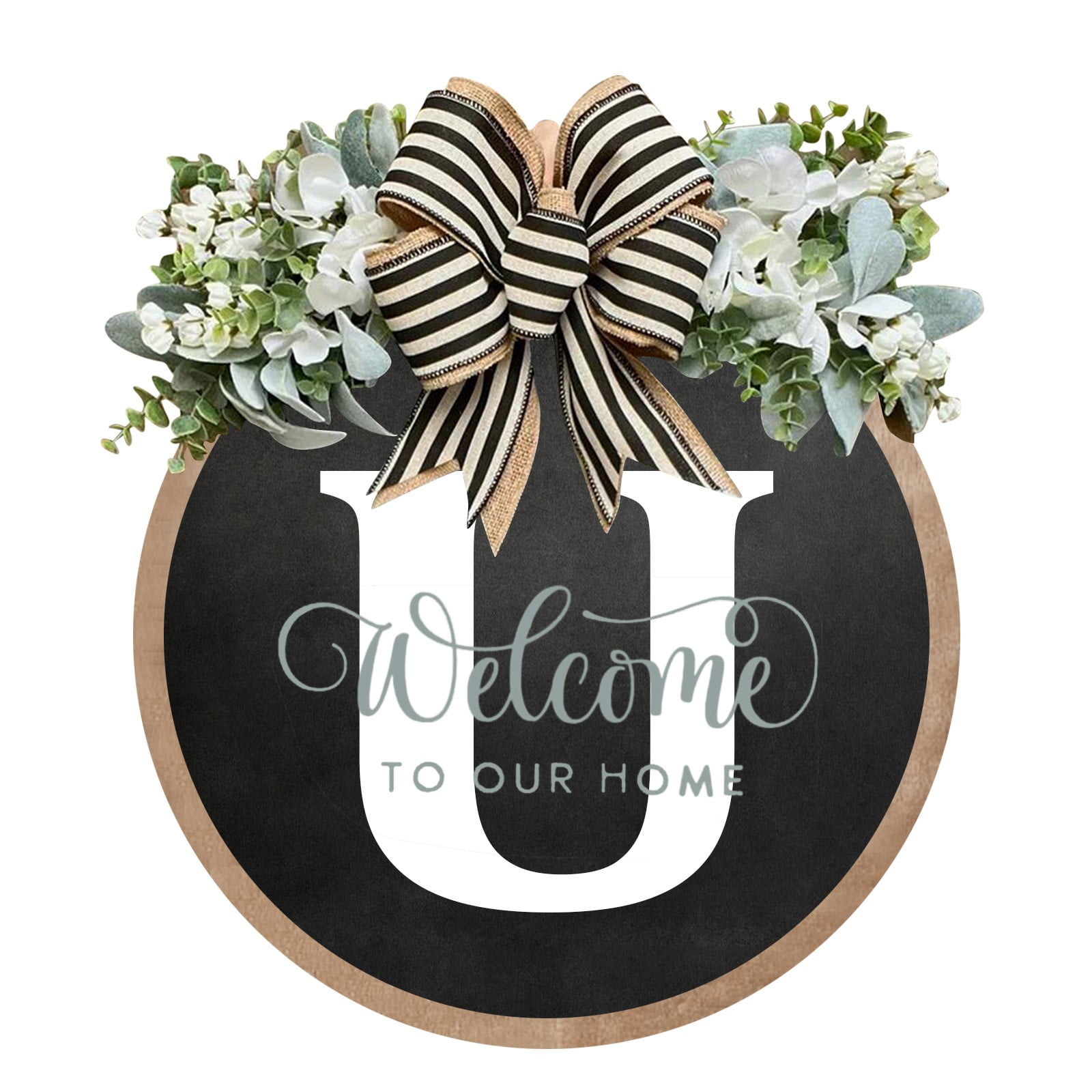 ionze Home Decor Welcome Sign Front Door Rustic Round Outdoor Indoor ...