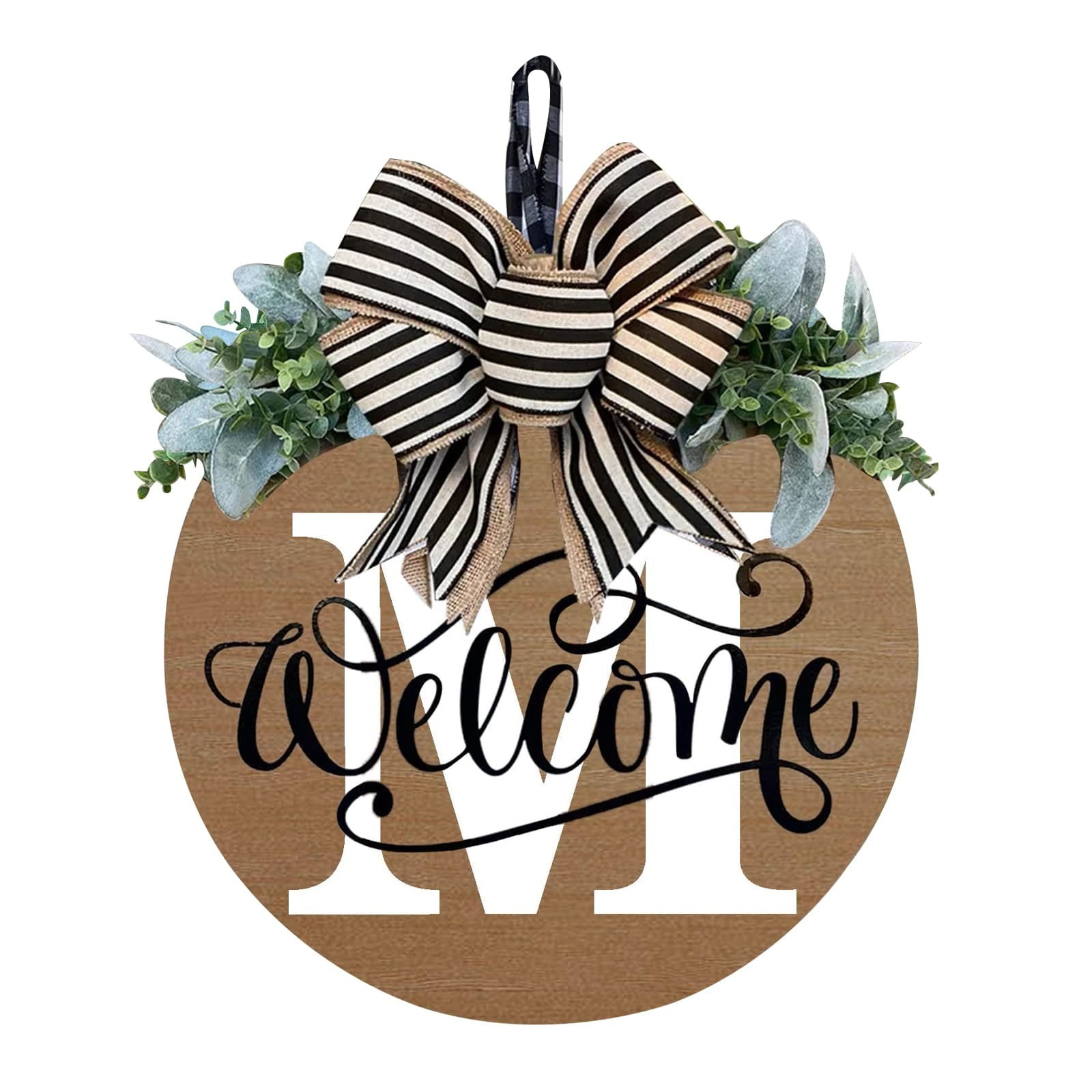 ionze Home Decor Year Round Front Door Wreath New 2024 Welcome Sign ...