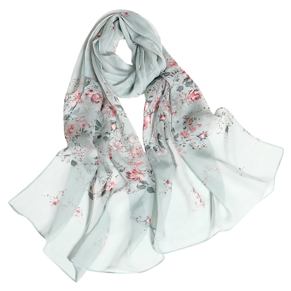 iopqo scarf fashion women roses printing long soft wrap scarf silk ...