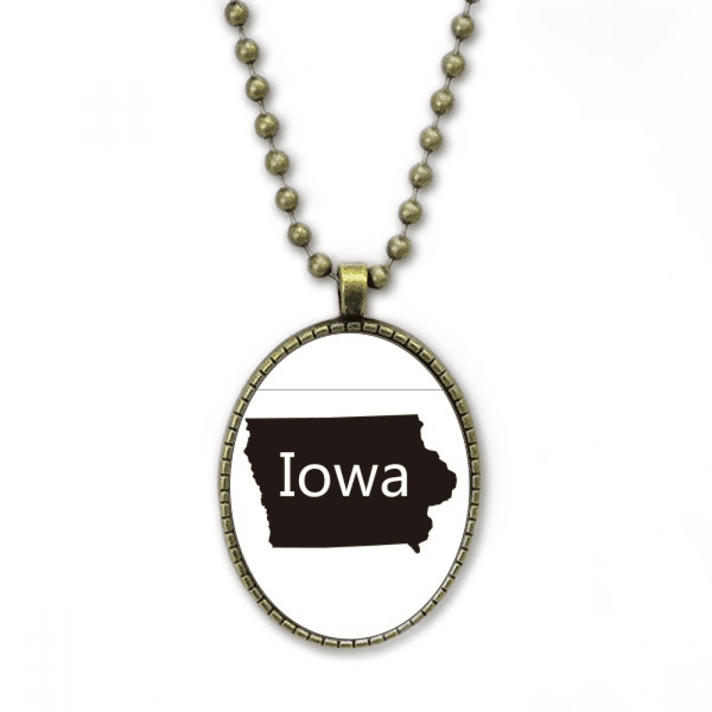 iowa ameusa map outline necklace vintage chain bead pendant jewelry ...