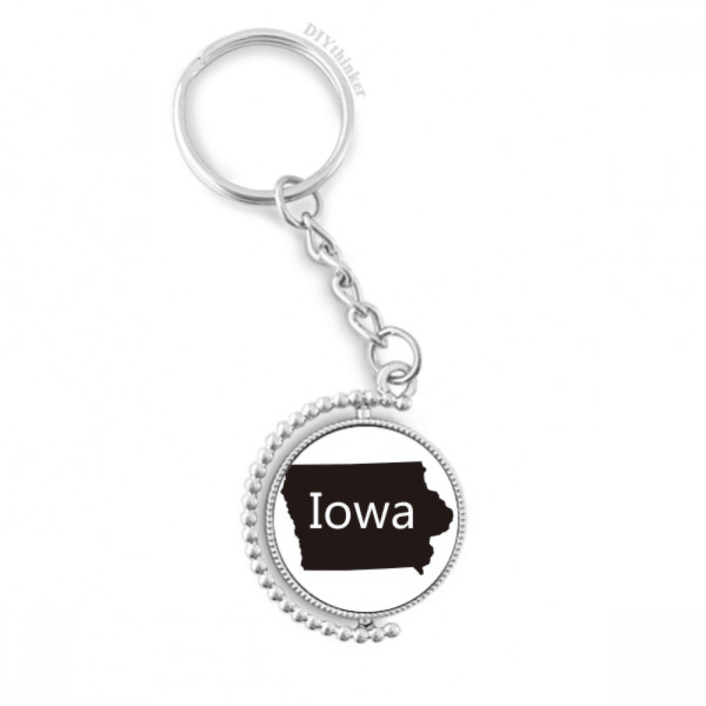 iowa ameusa map outline rotatable keyholder disc accessories chain clip ...