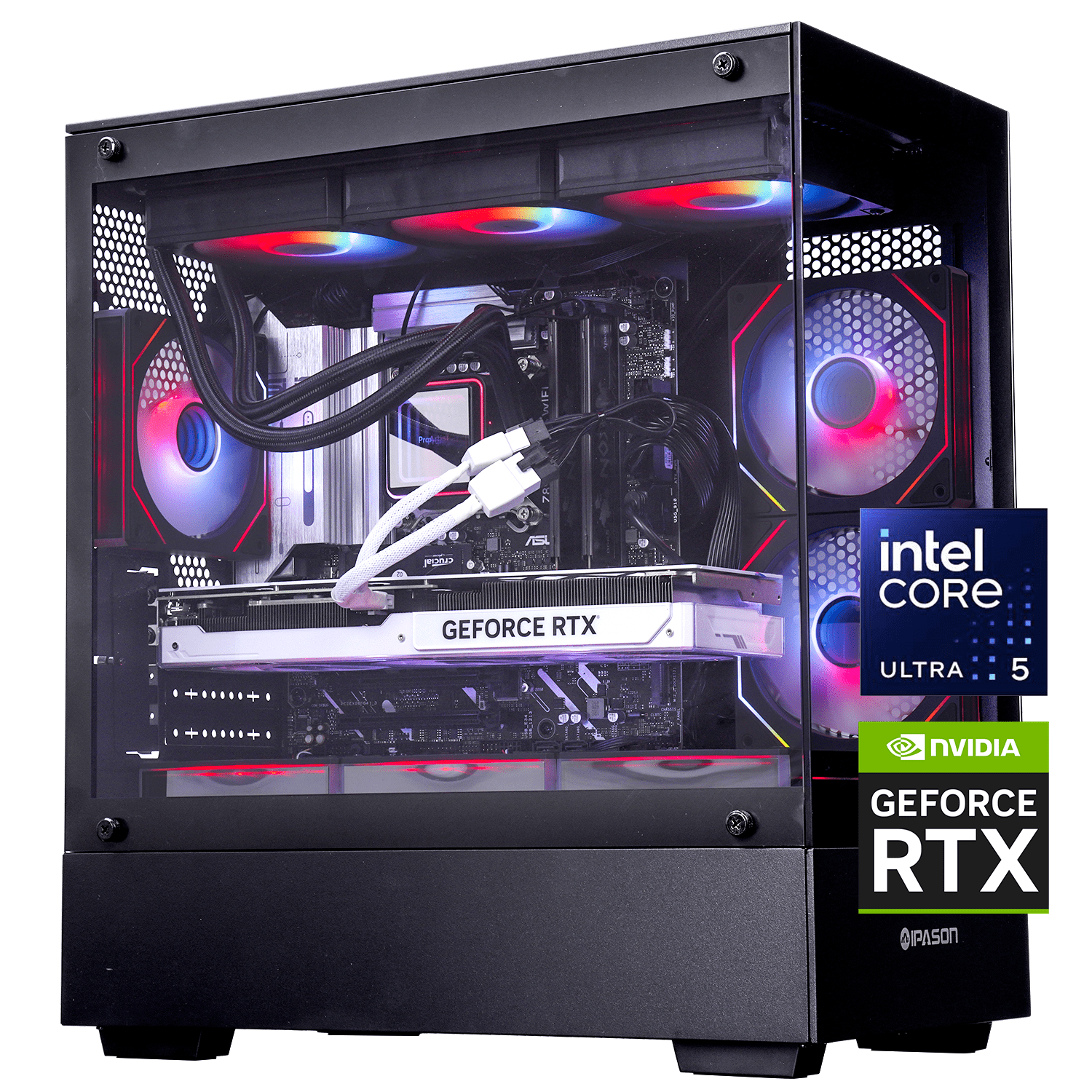 IPASON Gaming Desktop, intel U5 245KF, NVIDIA RTX 4070, 32GB DDR5 RAM, 1TB M2 NVMe, Z890M ...