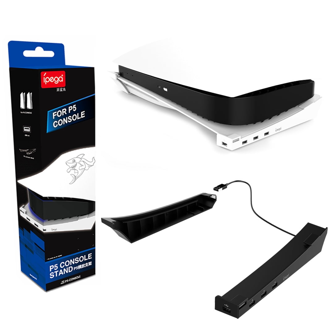 ipega PS5 Horizontal Stand with 4-Port USB Hub - Portable Flat Mount ...