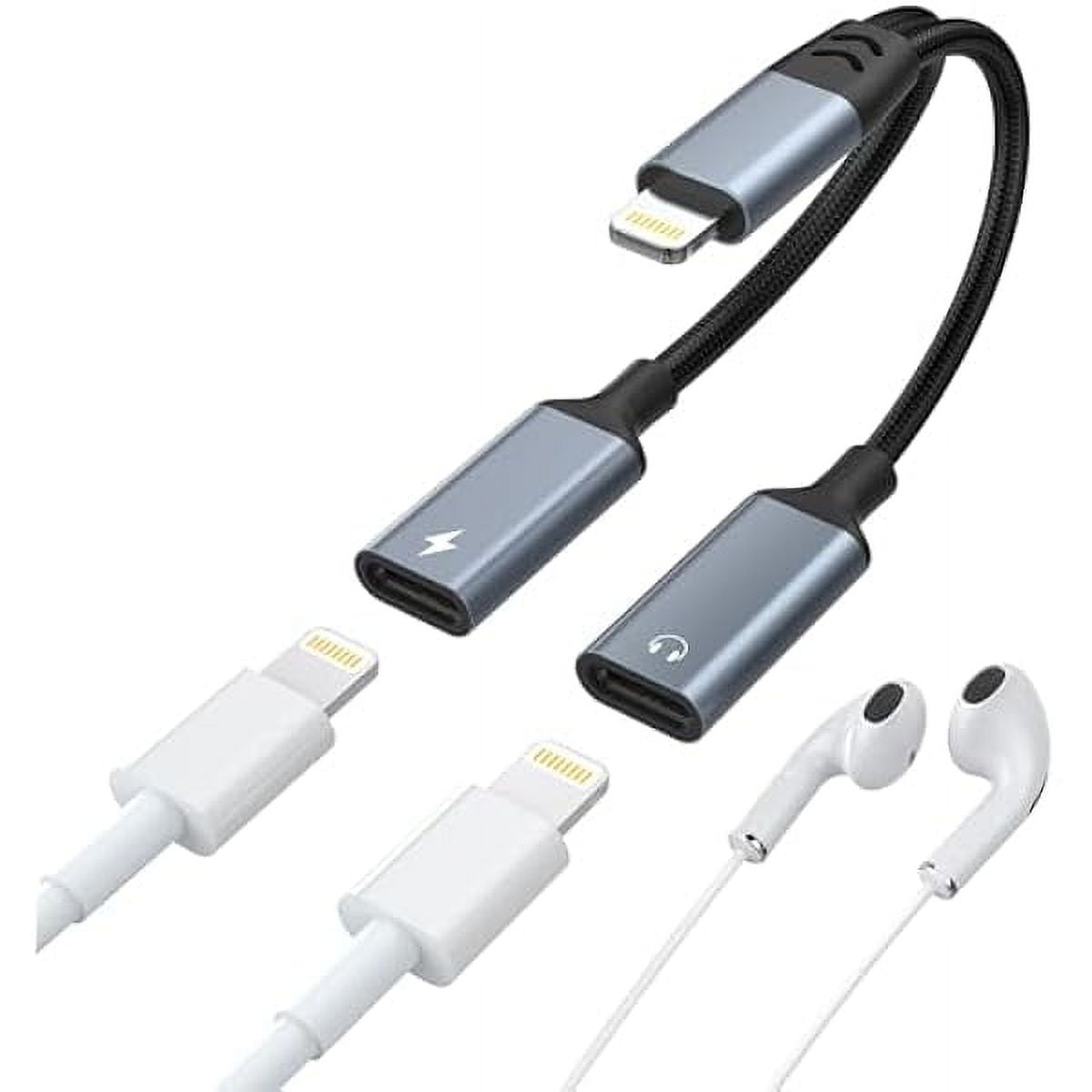 iphone Splitter for Charging and Headphone Adapter, iPhone Lightning to ...