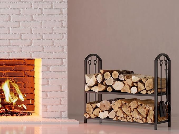 Fire Beauty Fireplace Firewood Log Rack 5-Piece Storage Logs Holder ...