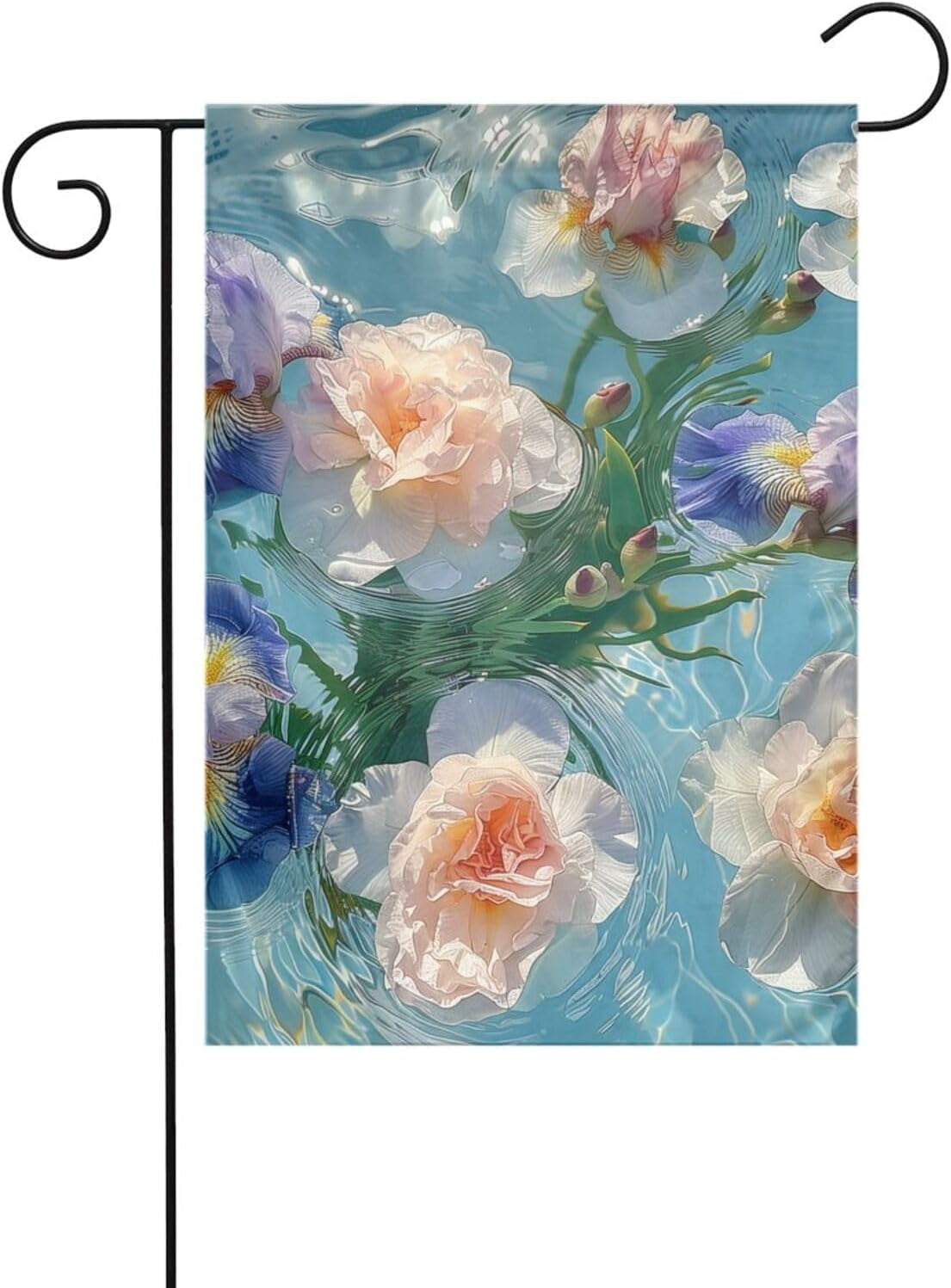 irises floating on the water Garden Flags Double Sided,Garden Flags for ...