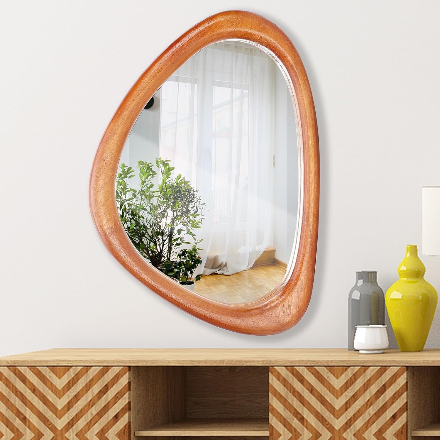 **irregular wall mirror, 30 * 20 inch asymmetrical wood mirrors ...