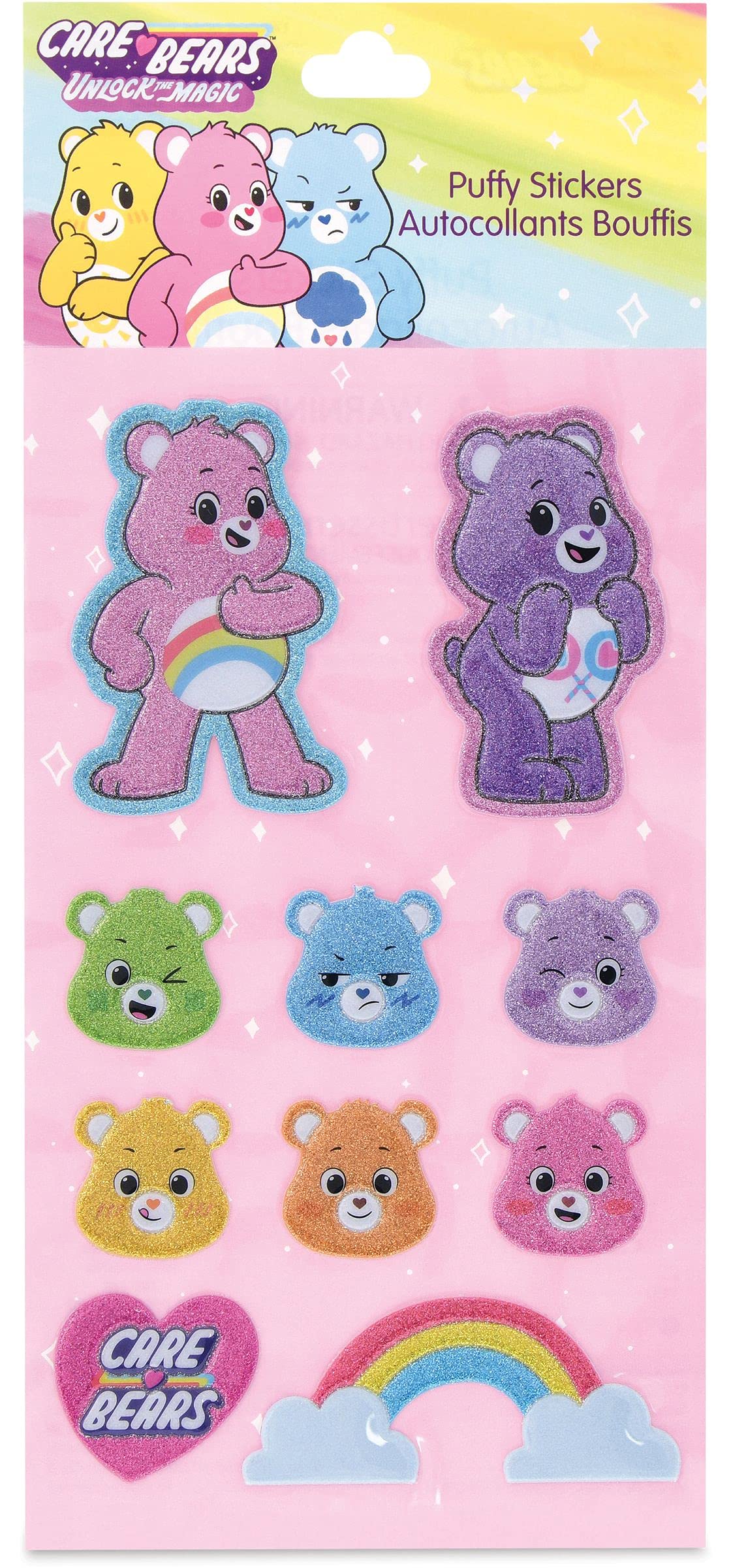 iscream Care Bears Rainbow Puffy Glitter Accent 10-Piece Sticker Sheet ...