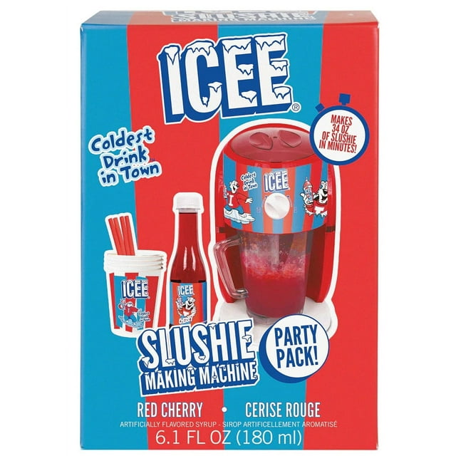 iscream ICEE Slushie Making Machine, Red Cherry Flavor, 34 Oz Party ...
