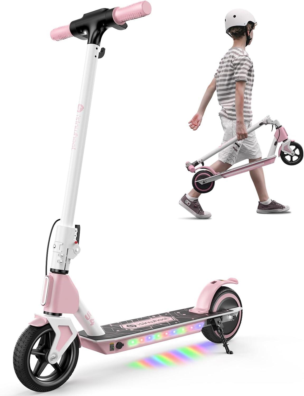 isinwheel S4 Electric Scooter for Kids Ages 6-14, 200W Foldable Kids ...