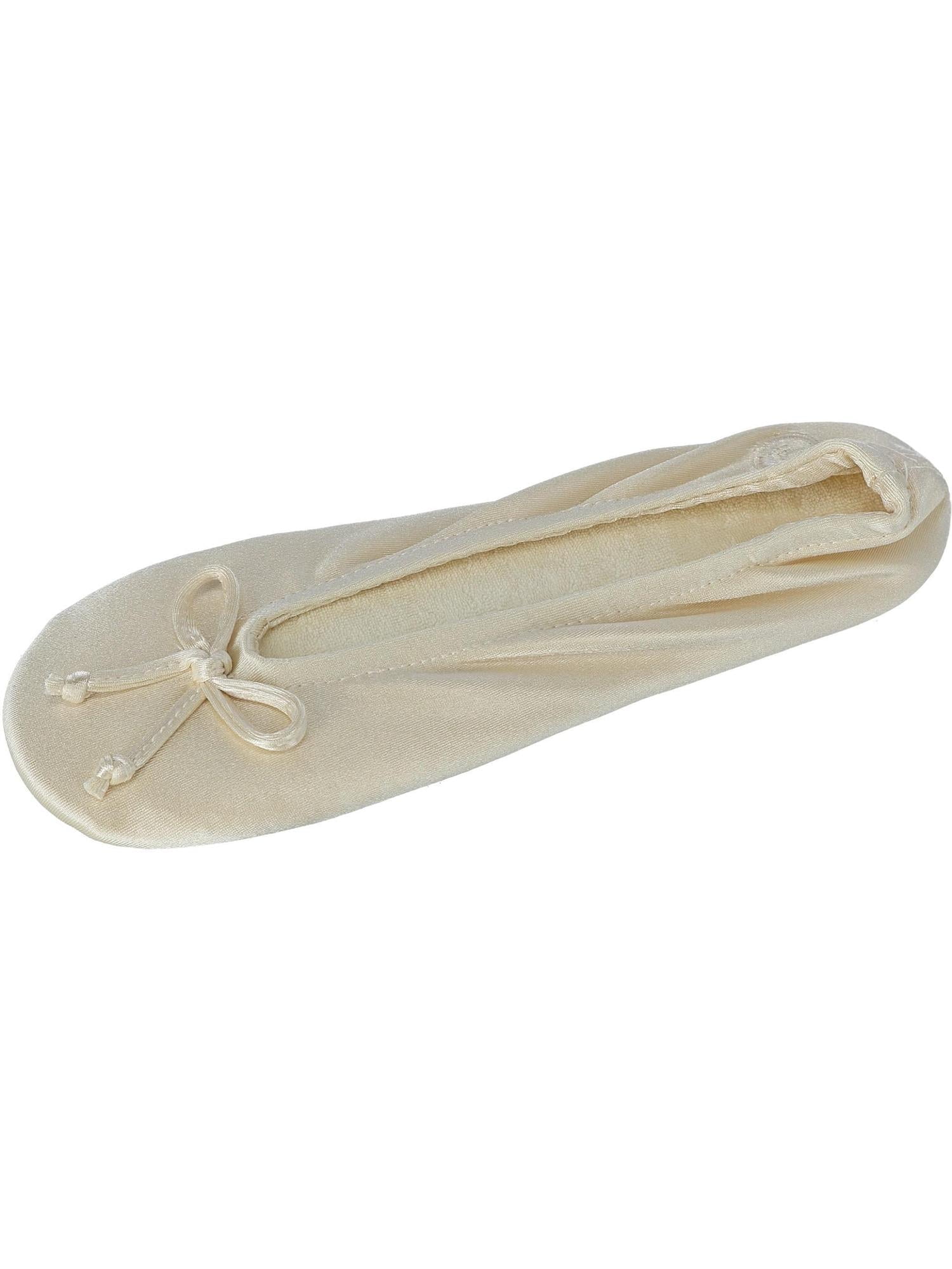 isotoner Satin Women's Ballerina Slippers Color: Cream Size: SMALL ...