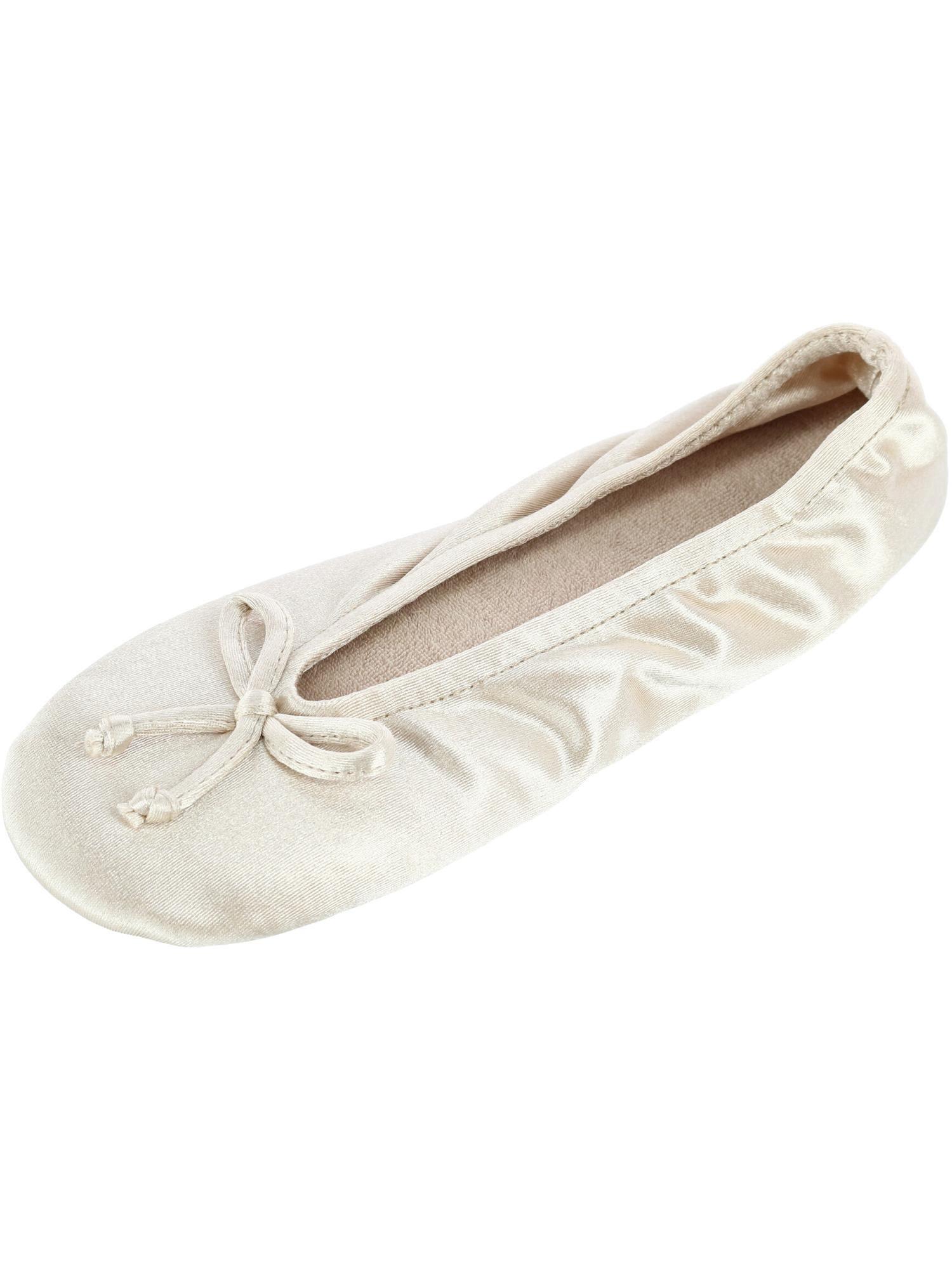Isotoner Women's Classic Satin Ballerina House Shoes Slippers - Walmart.com