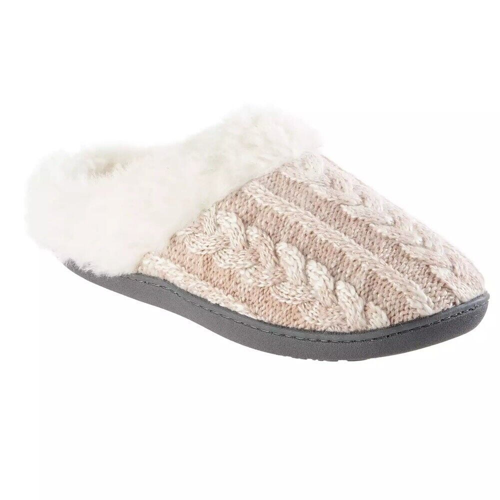 isotoner Women's Chunky Cable Knit Erin Hoodback Slippers - 7979 ...
