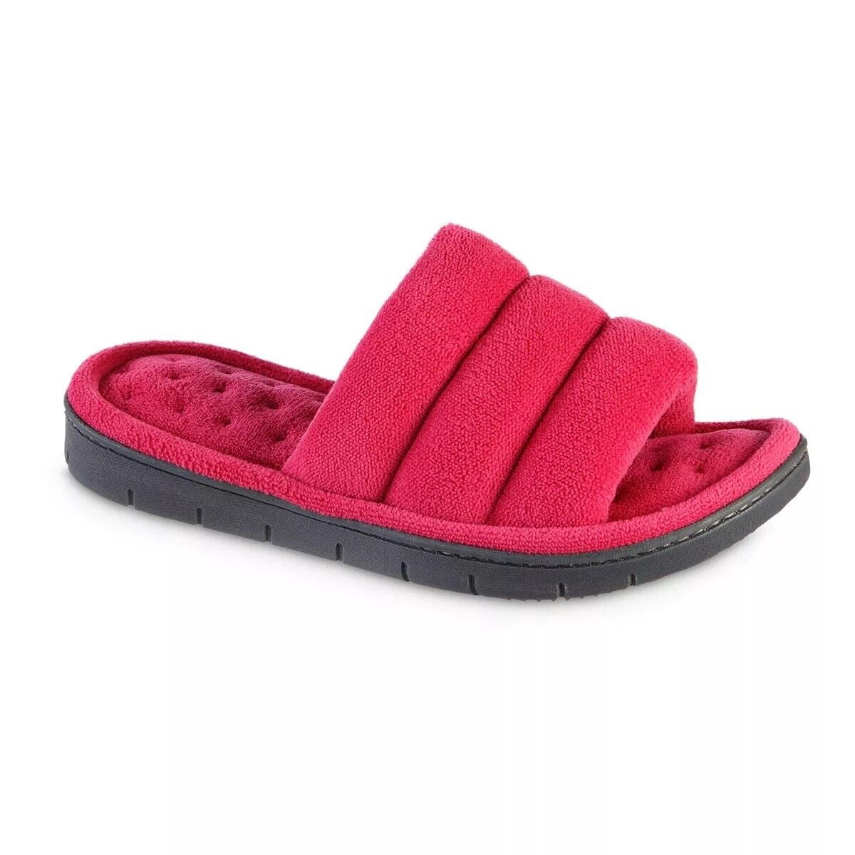 isotoner Womens Recycled Mircoterry Aster Slide Slippers - (Very Berry ...