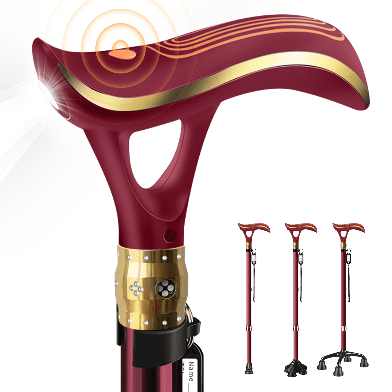ispuoocti Smart Alarm Walking Cane for Men & Women, Telescopic and ...