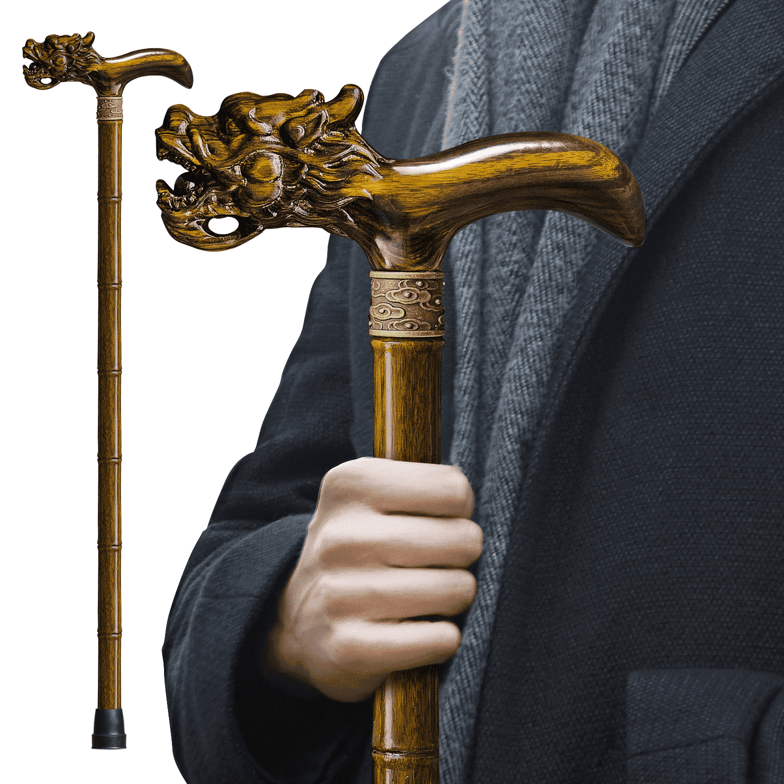 ispuoocti Wooden Cane, Hand Carved High-end Walking Cane for Men and ...