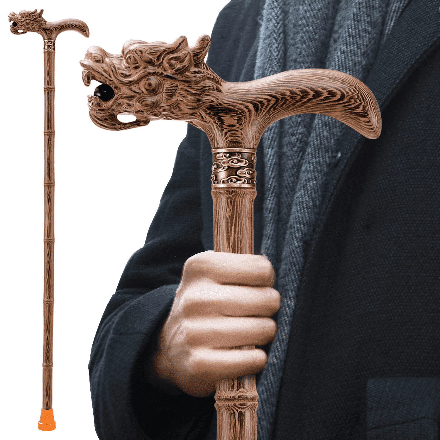 ispuoocti Wooden Cane, Hand Carved High-end Walking Cane for Men and ...