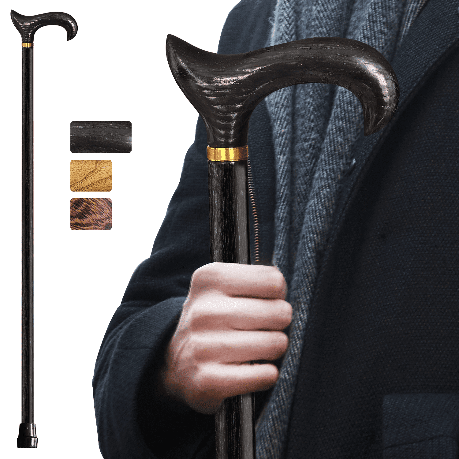 ispuoocti Wooden Walking Cane for Men and Women, Handmade, Support up ...