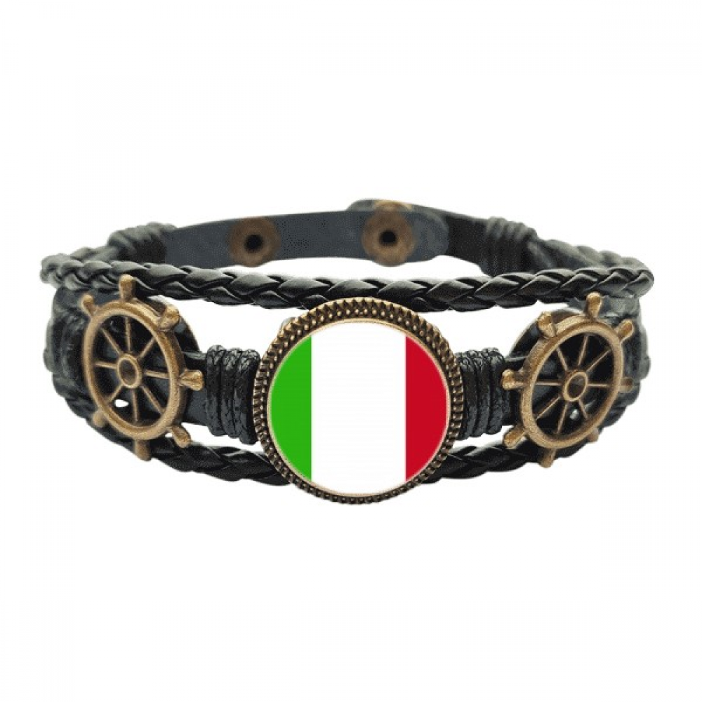 italy national flag eu country Leather Braided Ocean Bracelet Wristband ...