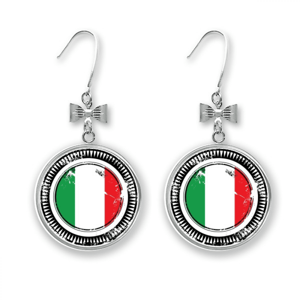 italy national flag eu country mark bow earrings drop stud pierced hook ...