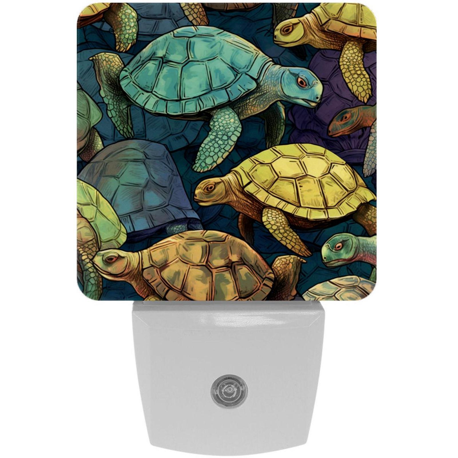 itdsatrgt 2 Pack Sea Turtle Colored Pattern Plug in LED Night Light ...