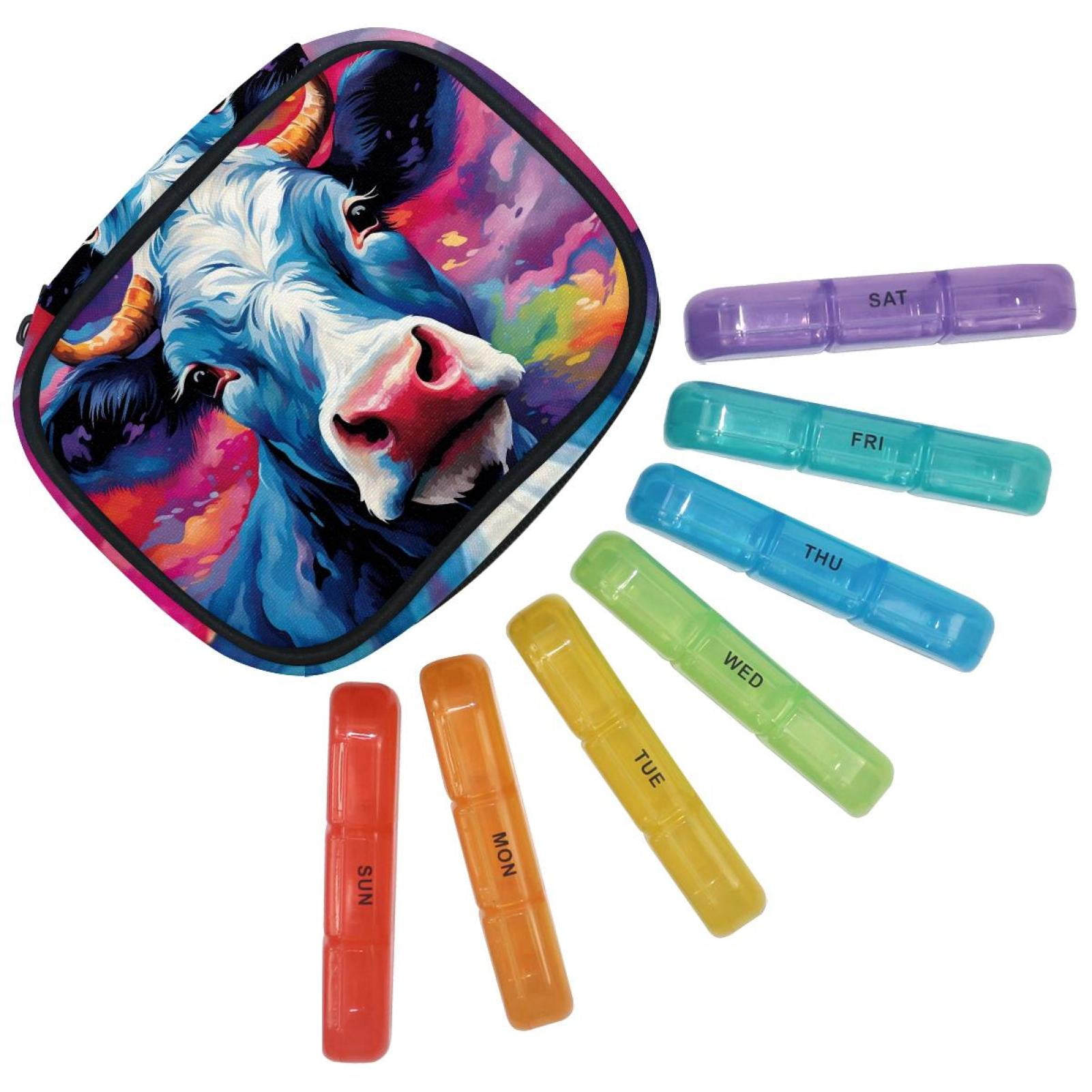 itdsatrgt Art Farm Cow Pill Case, Weekly Medicine Organizer 3 Times a ...