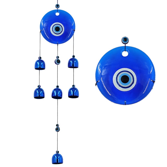 itjyjhh YEBON Blue Evil Eye Amulet Wind Chimes Bells Outdoor Decor ...