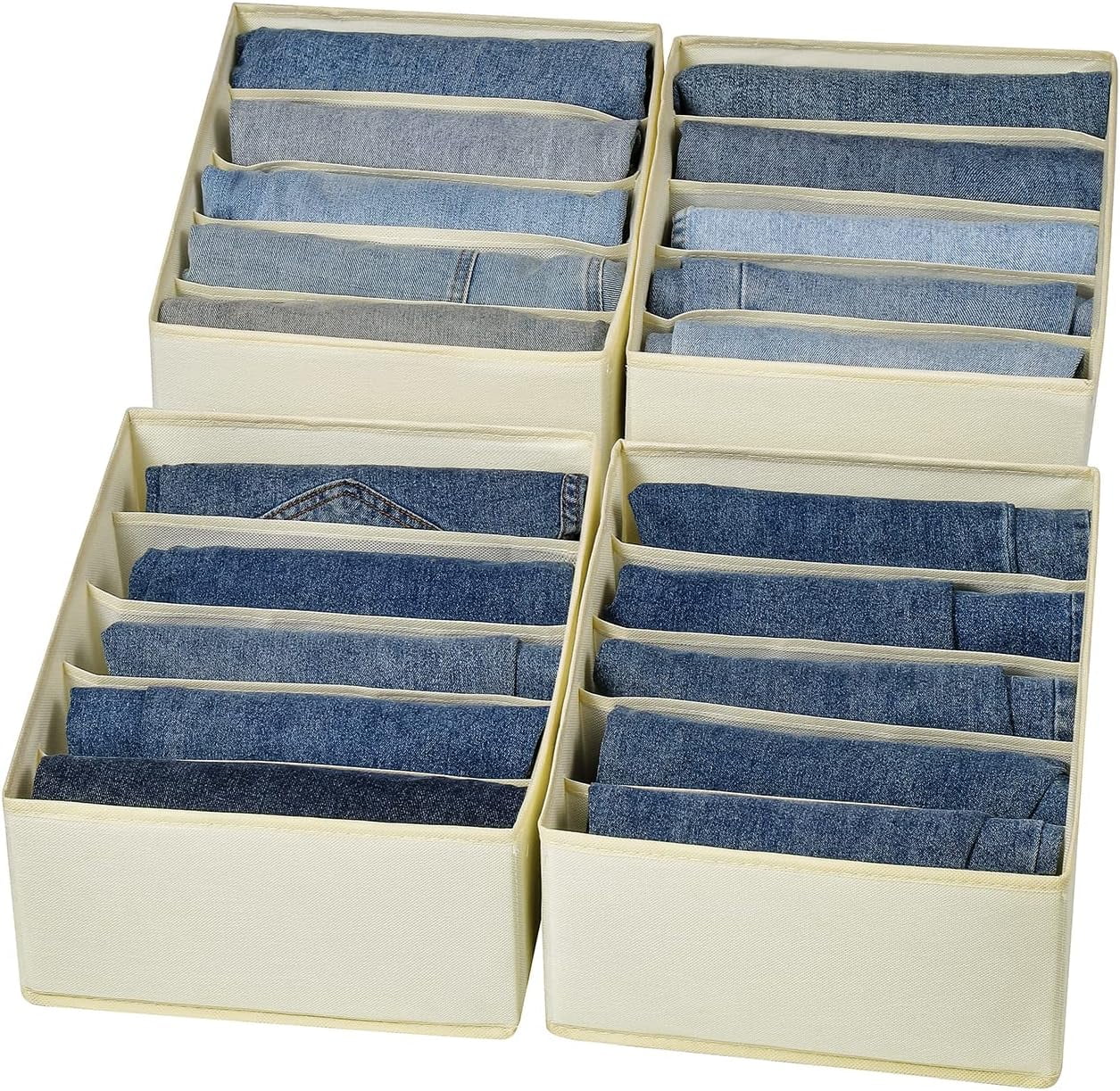 iugvk HCOCM 4 Packs Jeans Drawer Organizers for Clothing 5 Grids ...