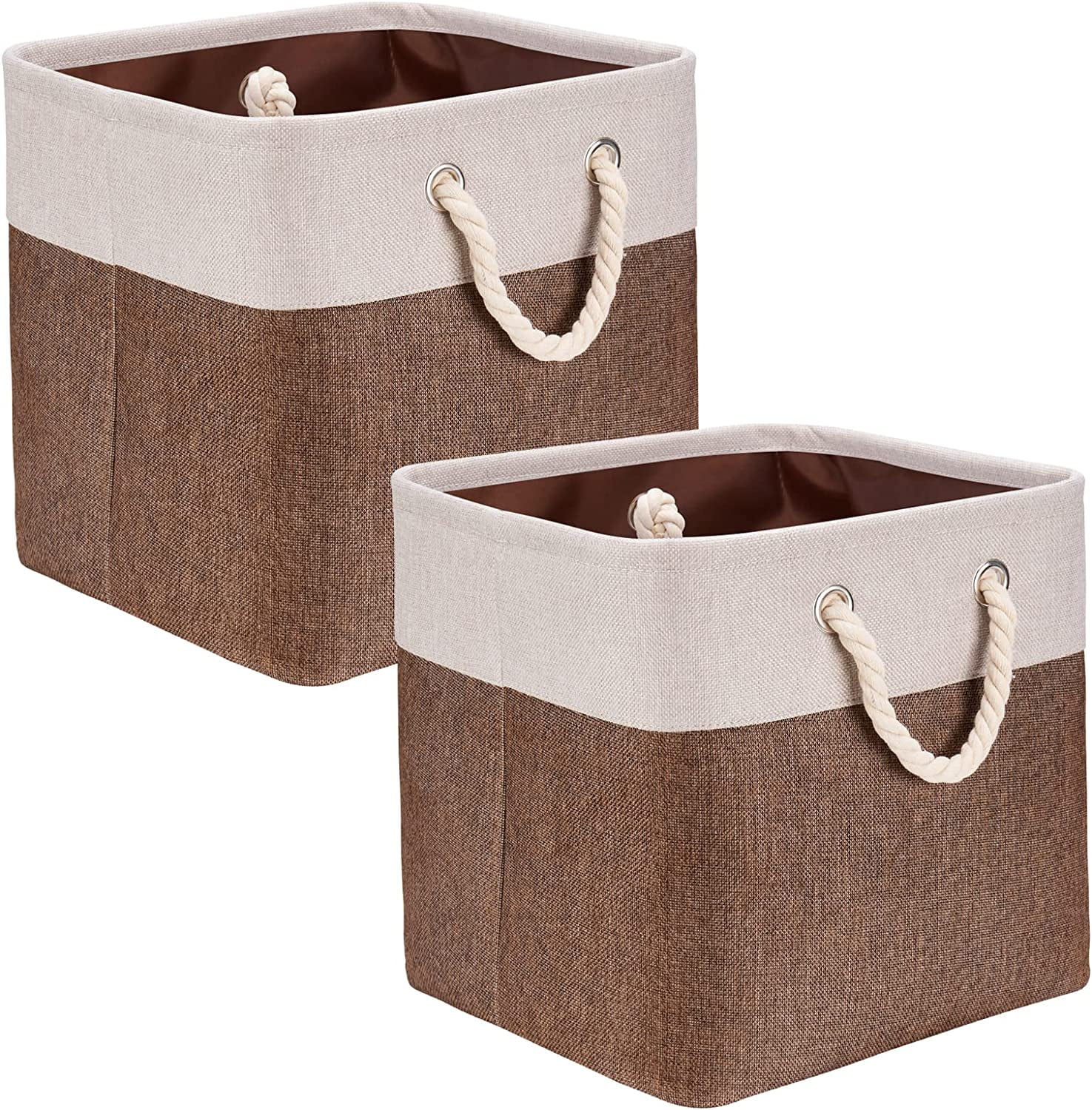 iugvk HCOCM Fabric Cube Storage Bins 13x13x12.5 Inch Brown and Blue ...