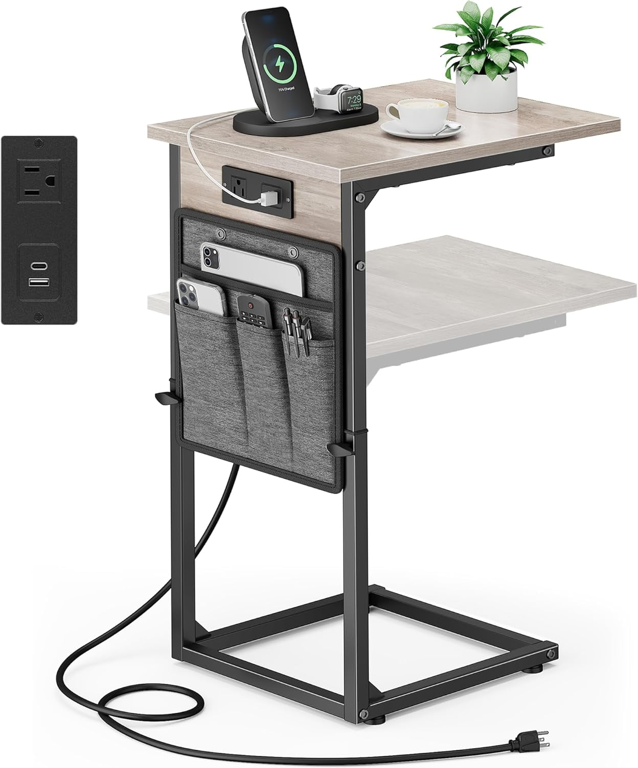 iugvk JKLCH C Shaped End with Charging Station Adjustable Height Side ...
