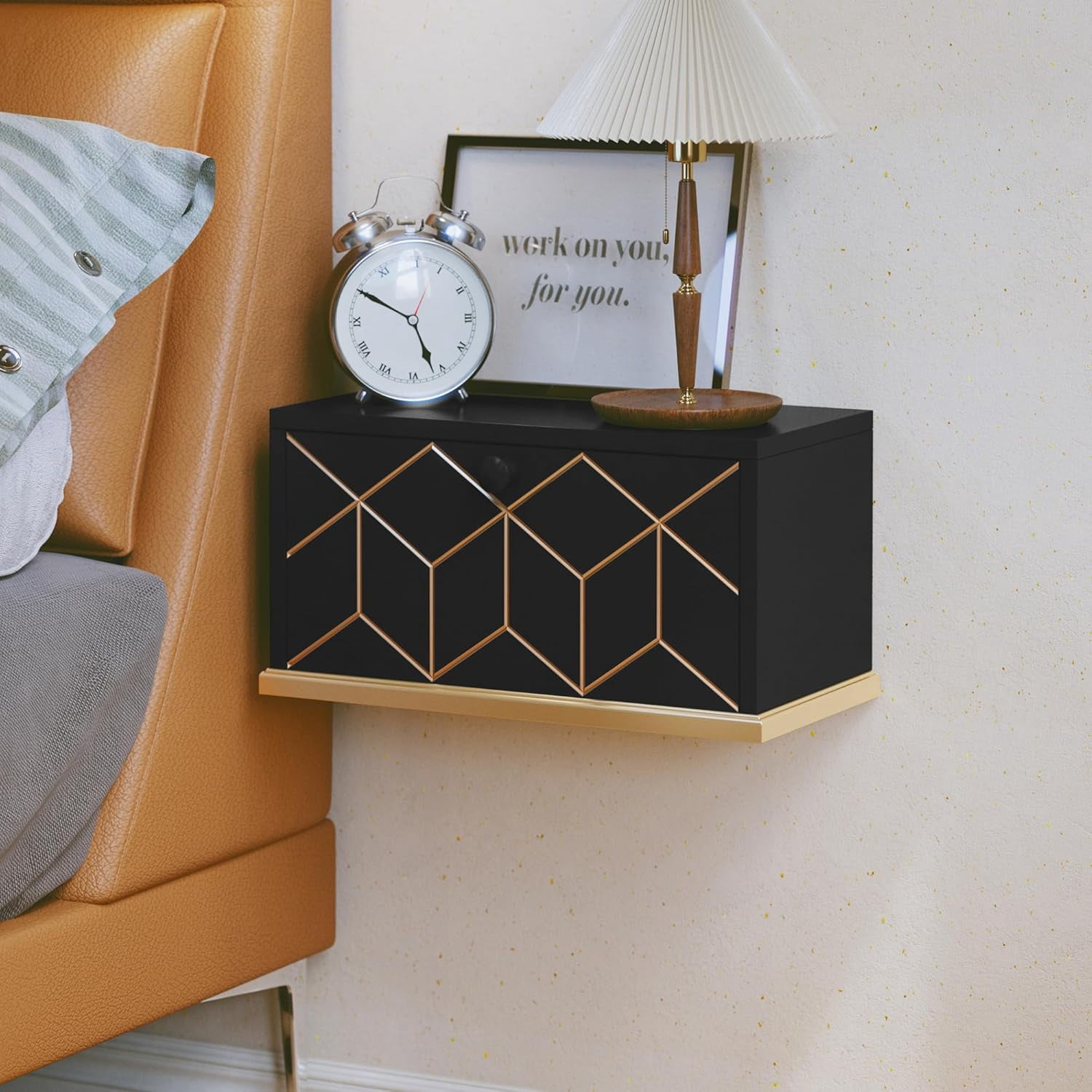 iuhbpok Floating Nightstand Wall Mounted Nightstand with Removable Door ...
