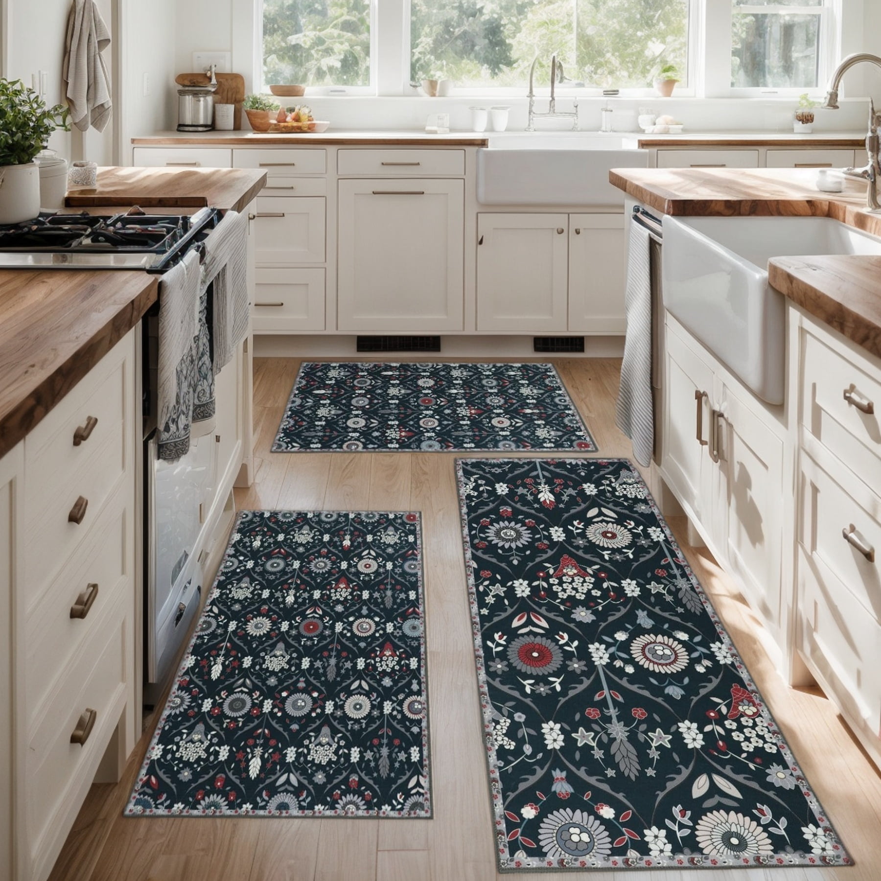Ivalue 3 Piece Kitchen Rugs Sets Washable Kitchen Rug Non Slip Kitchen ...