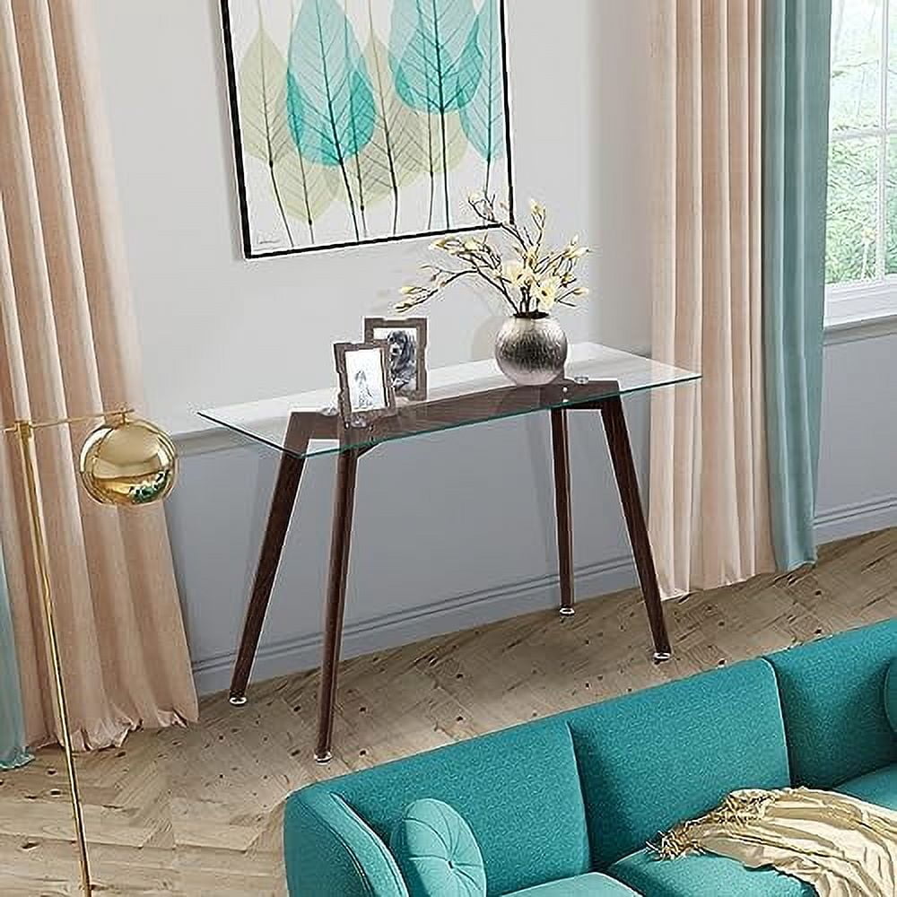 ivinta Glass Console Table, Narrow Entryway Hallway Table Modern Foyer ...