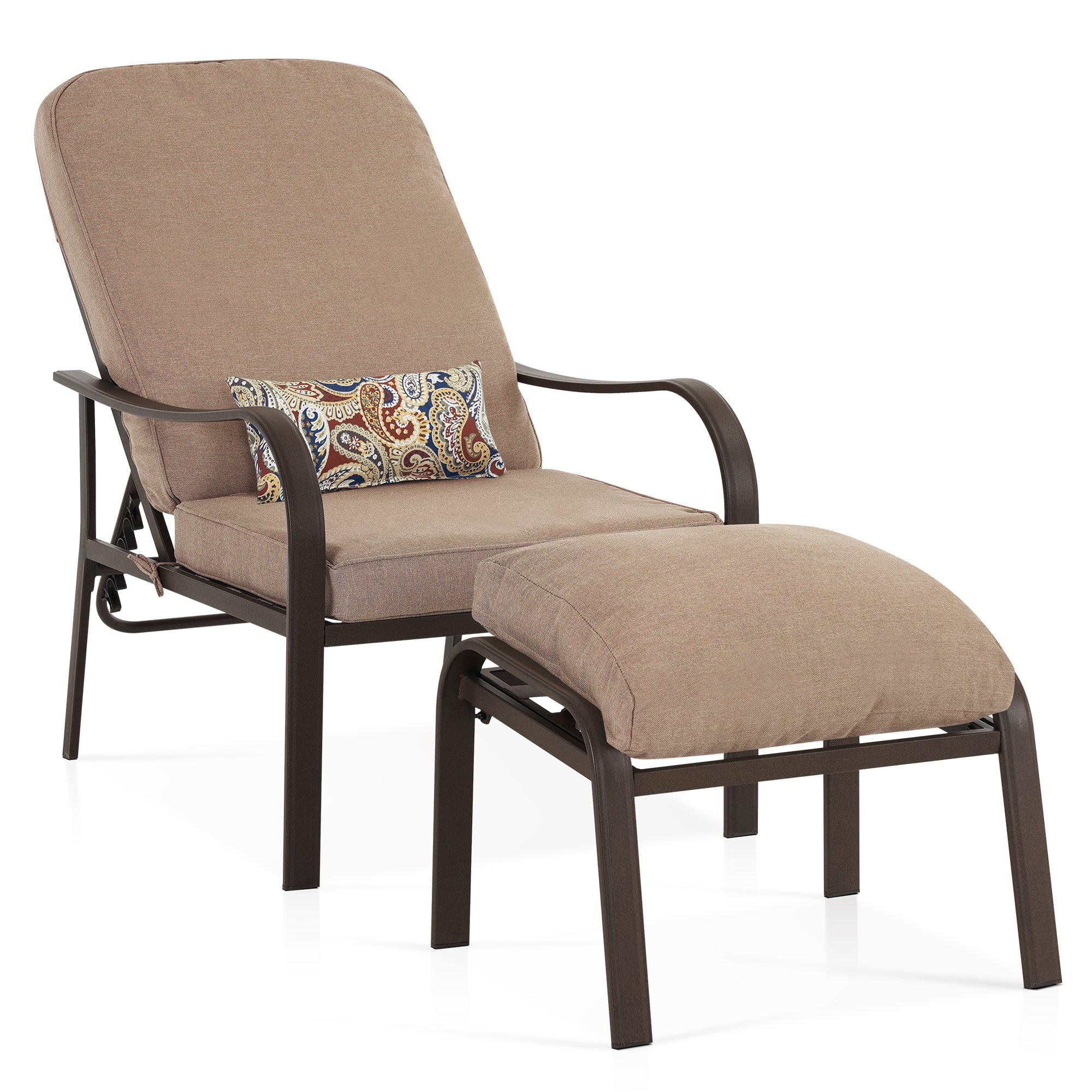 ivinta Outdoor Lounge Chair with Cushions, Pillow, Large Patio Chair ...