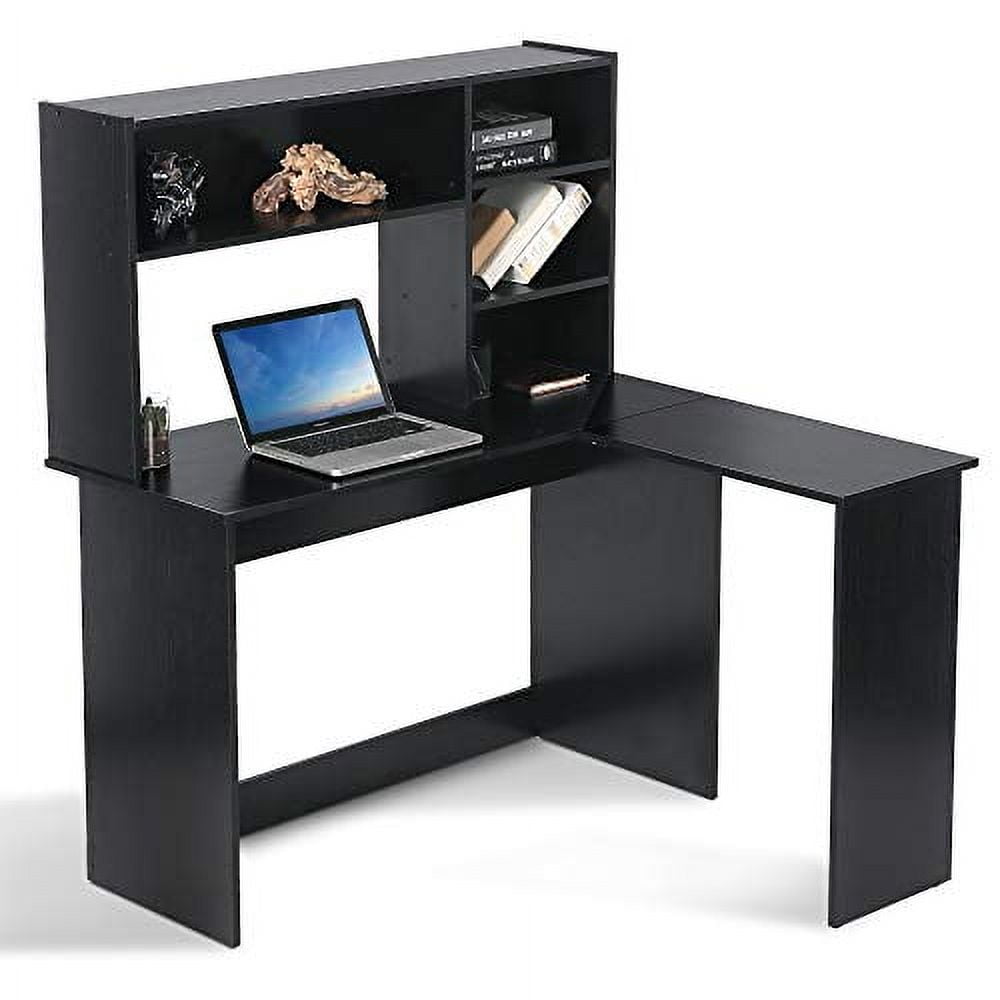 ivinta Wood L Shaped Computer Desk with Hutch Modern Corner Gaming Desk ...