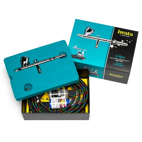 Iwata, Eclipse HP-CS Airbrush Set, 0.35mm, with Hose Cleaner and Paint ...