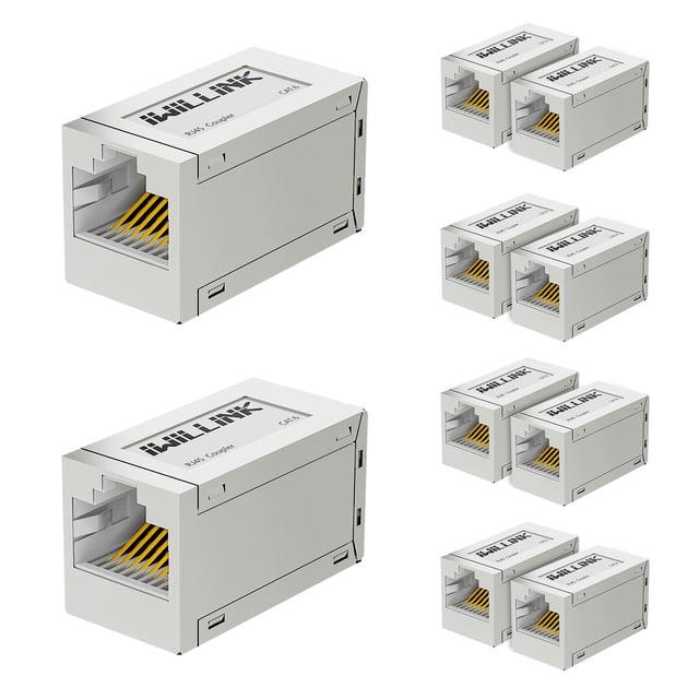 iwillink 10-Pack Cat6 RJ45 Shielded Coupler, Inline Ethernet Coupler ...