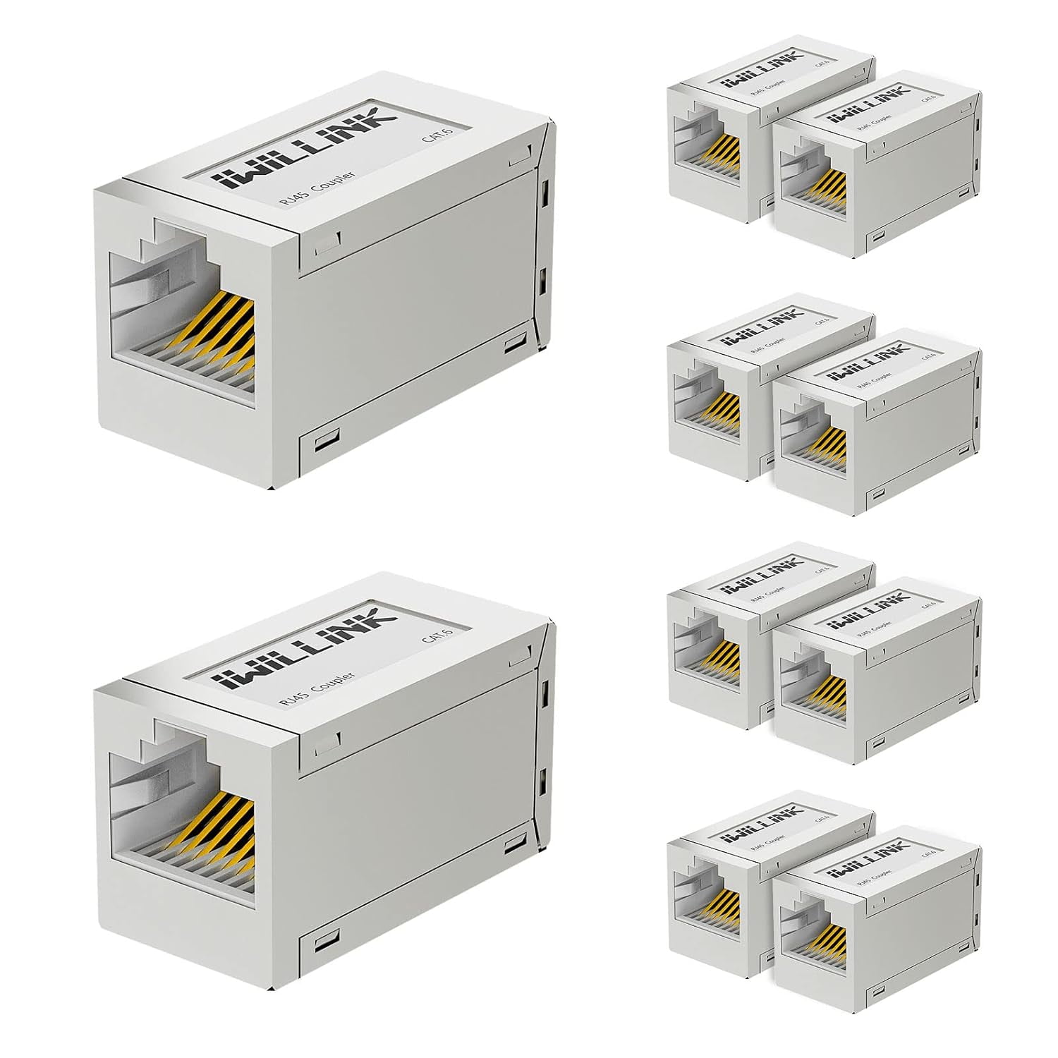 iwillink 10-Pack Shielded Cat6 RJ45 Inline Couplers, Female to Female ...