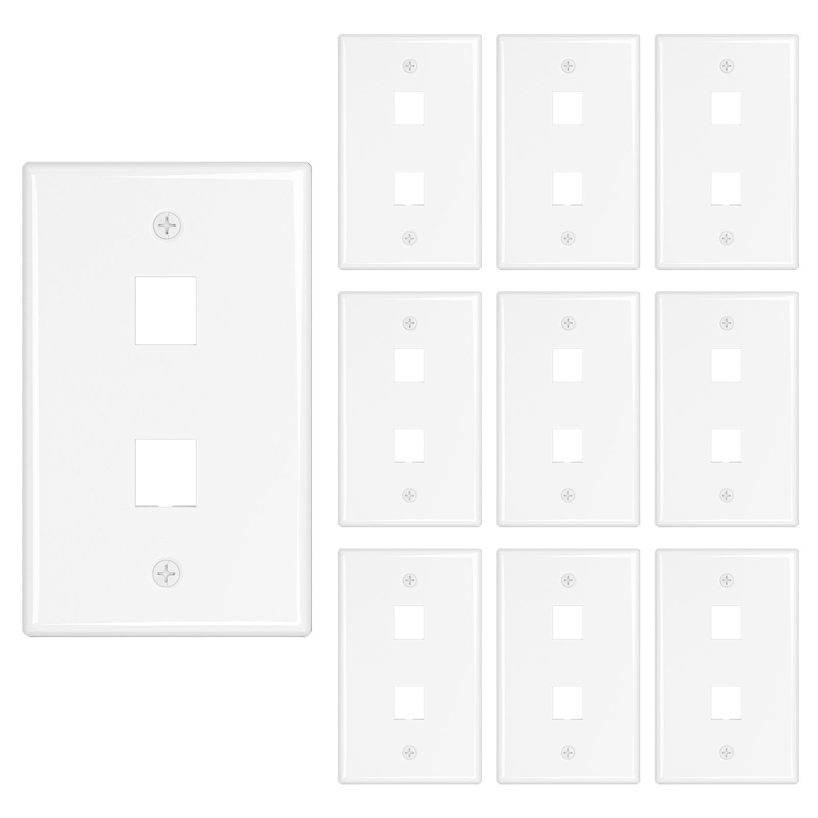 iwillink 2 Port Keystone Jack Wall Plate 10-Pack, Low Profile Ethernet ...