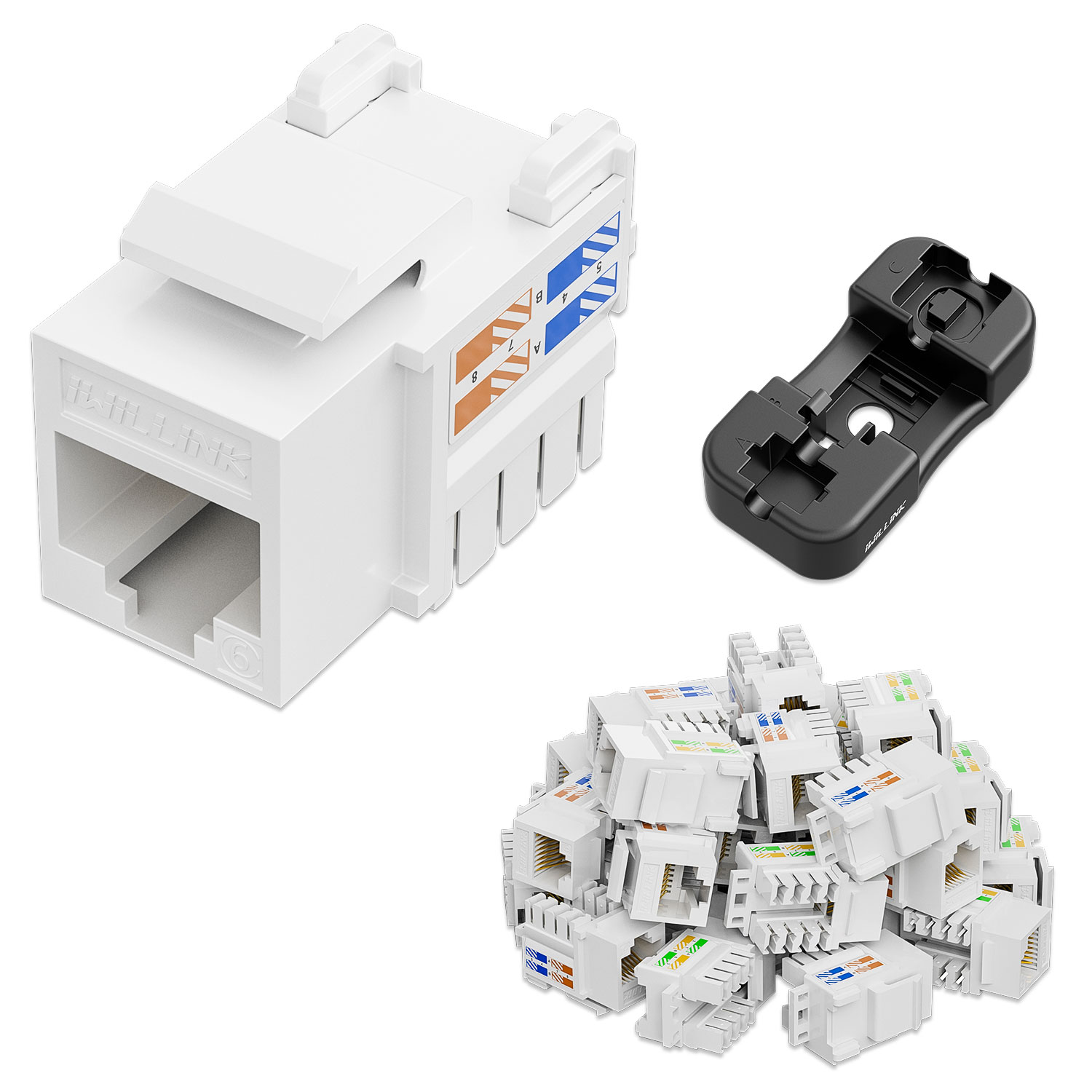 iwillink 25Pack Cat6 RJ45 Keystone Jack and Keystone Punch-Down Stand ...