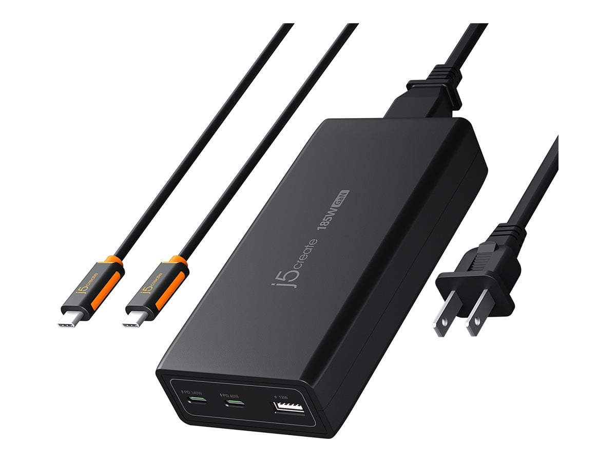 j5create - Power adapter - GaN - 185 Watt - 3 A - Power Delivery 3.1 ...