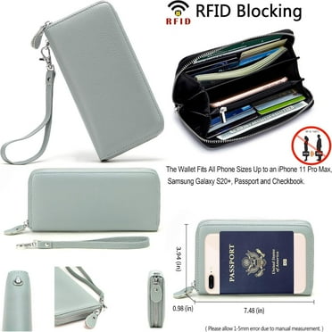 RFID Blocking Wallets For Women 100% Leather Large Capacity Zip Around ...