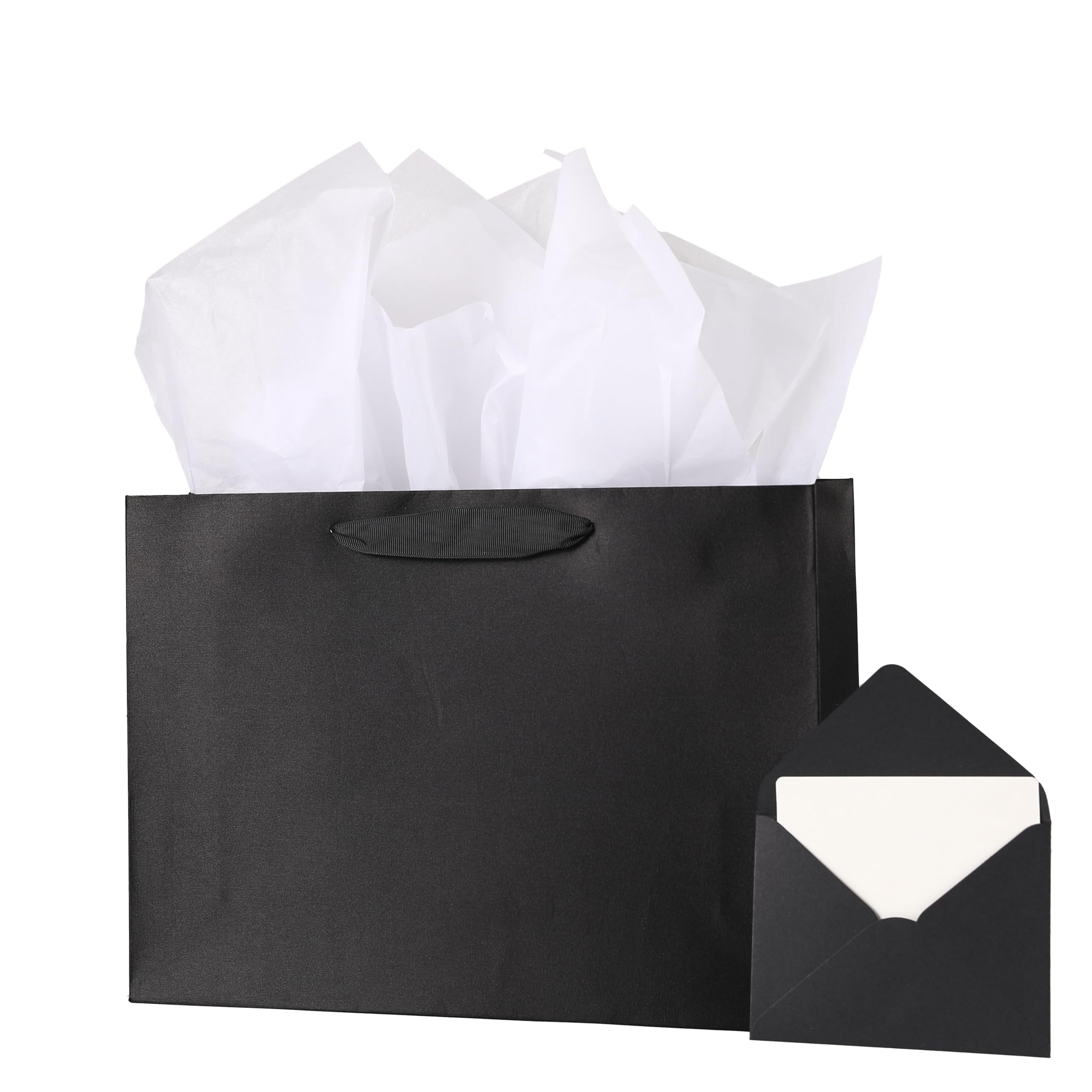 jabberwpacking 13" Large Black MMF7 Premium Gift Bag with Tissue Paper ...