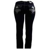 Jack David Fleur-de-lis Mid-Rise Skinny Jeans, Black Stretchy Denim for ...