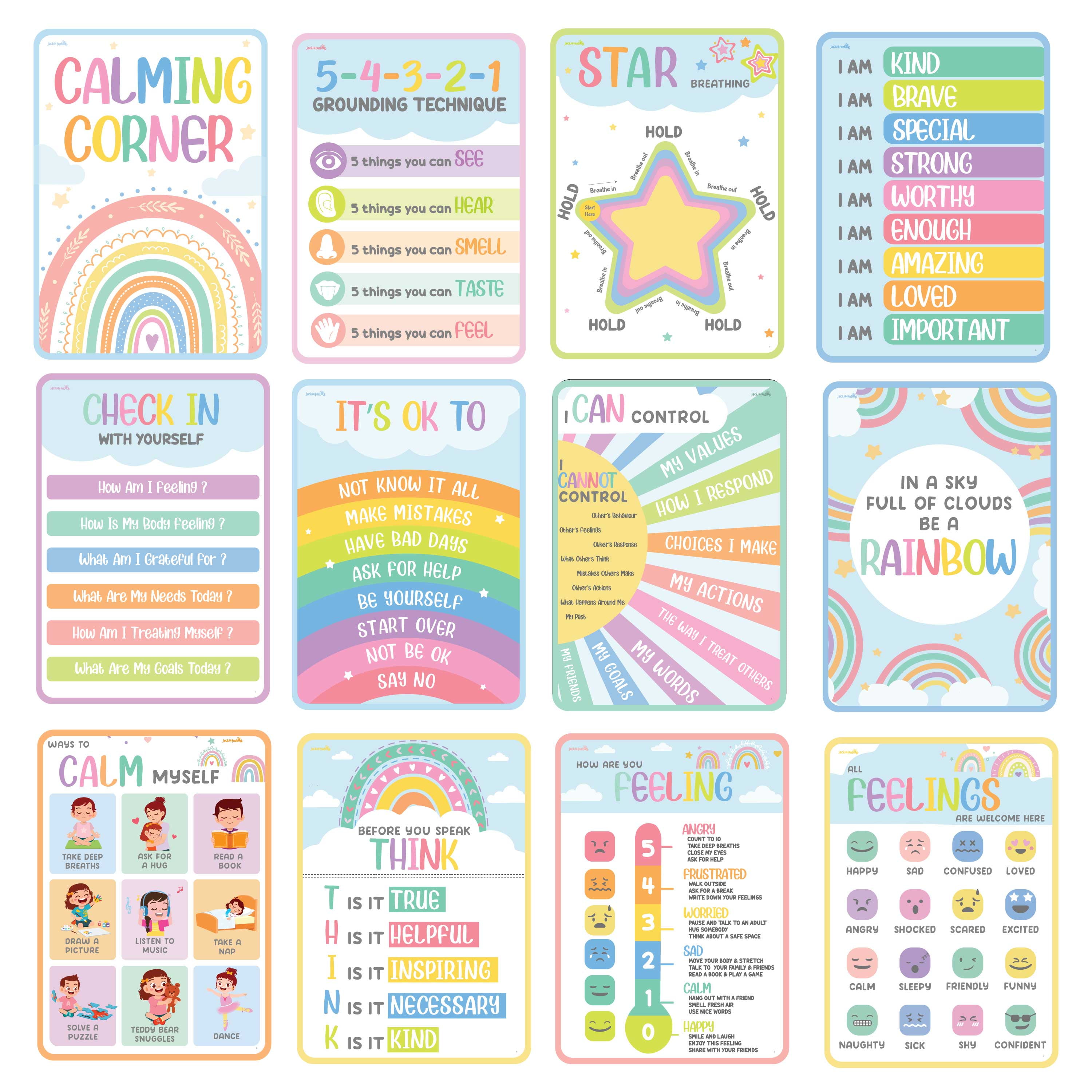 jackinthebox 12 Calming Corner Poster with Gold Foil Embedded Stars ...