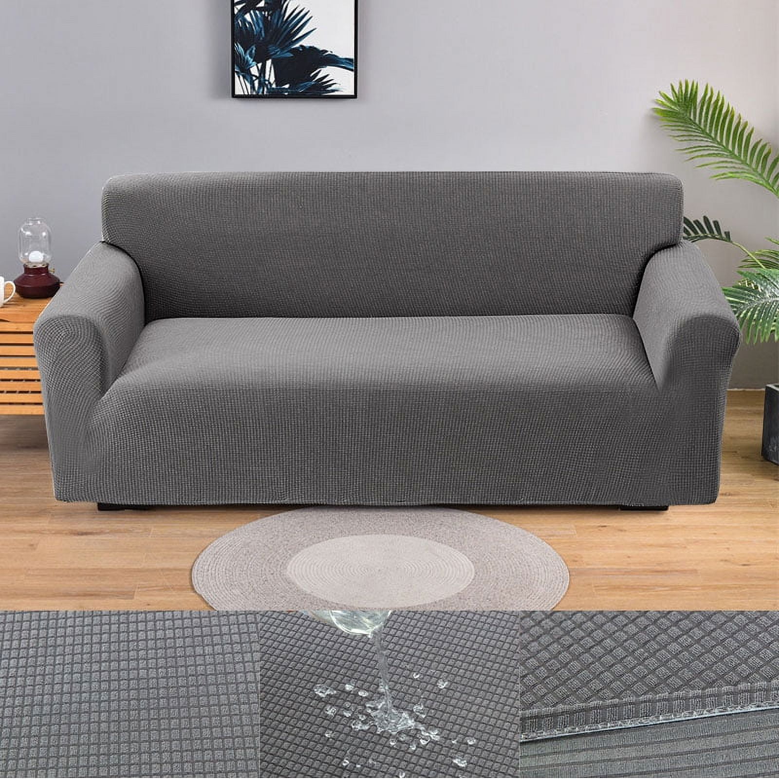 jacquard waterproof sofa cover for living room solid plain dyed couch ...