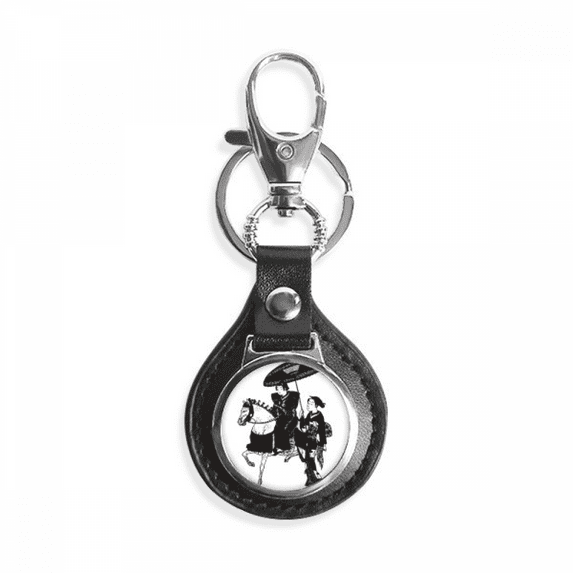 japan women riding horse sketch key link chain keyholder finder hook ...