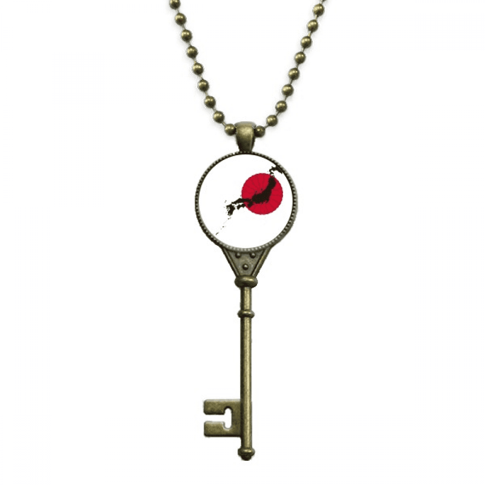 japanese emblem map pattern key necklace pendant tray embellished chain ...