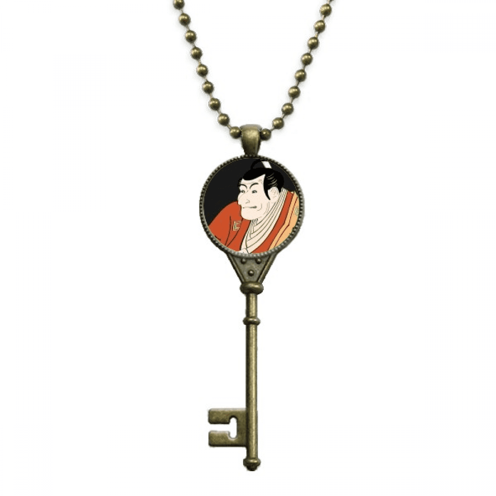 japanese style ukiyoe male kimono key necklace pendant tray embellished ...